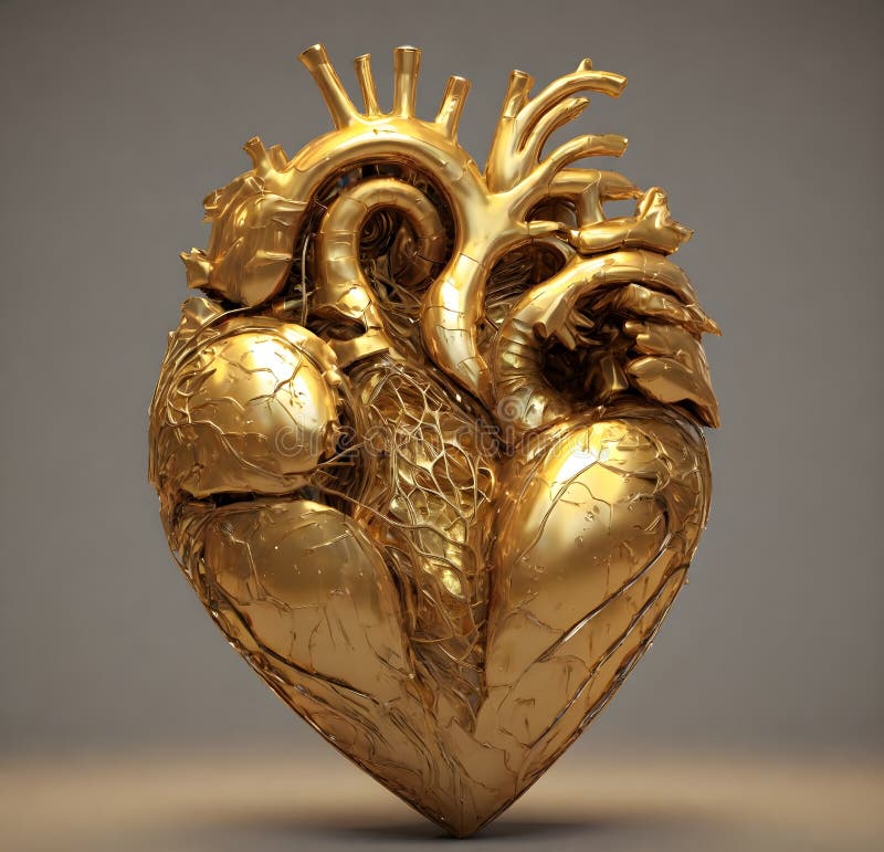Pure golden human heart stock photo. Image of bronze - 310396202