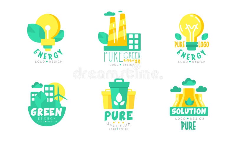 Pure Green Energy Logo Design Template Collection and Renewable ...