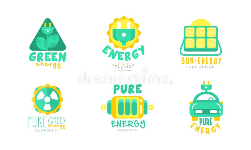 Pure Green Energy Logo Design Template Collection and Renewable ...