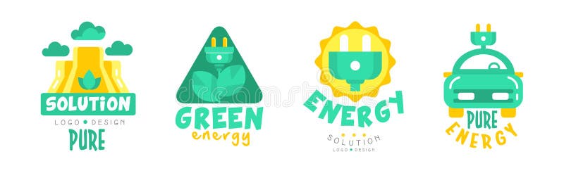 Pure Green Energy Logo Design Template Collection Vector Set Stock ...