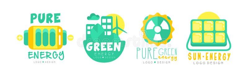 Pure Green Energy Logo Design Template Collection Vector Set Stock ...