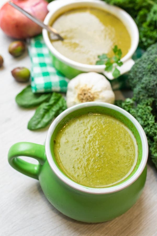 Puree Soup or Natural Vegetable Cream Stock Photo - Image of peas ...
