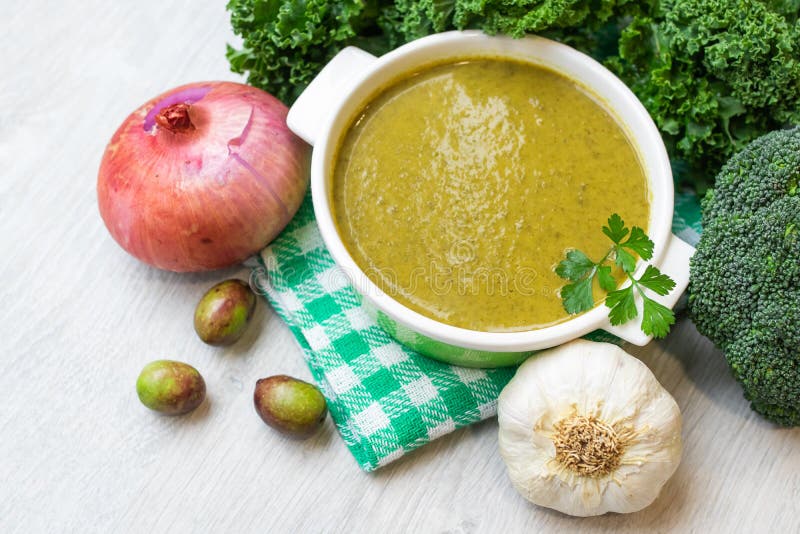 Top View of Vegetable Broth Dish Stock Photo - Image of background ...