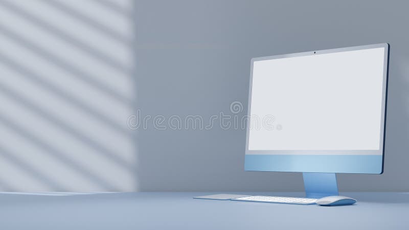 Pure Light Empty Space with Display Computer Setup, Light Workspace in ...