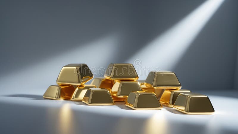 Pure Luxury Shining Gold Ingots in a Dramatic Setting. Stock Image ...