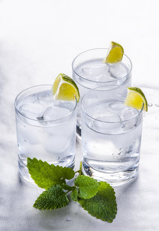 Pure Mineral Water with Ice and Lemon Stock Image - Image of diet ...