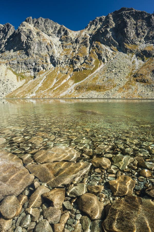 Pure Mountain Lake Vertical Stock Image - Image of mountains, scenery ...