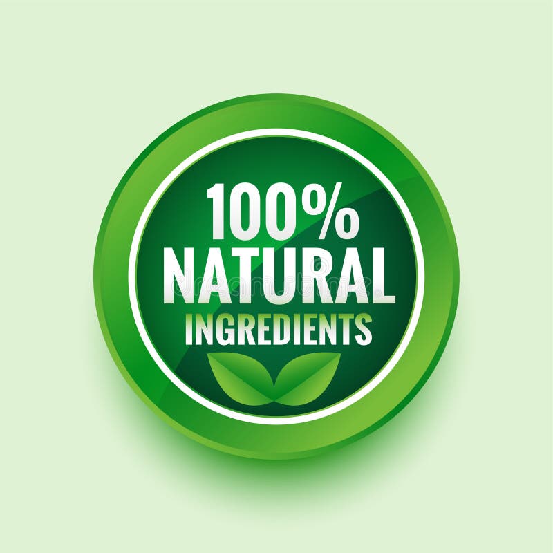 Pure Natural Ingredients Green Label with Leaves Stock Vector ...