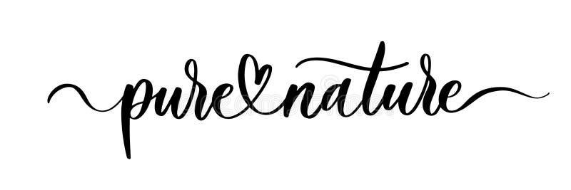 Pure Nature Hand Lettering Eco Label Sticker. Stock Vector ...