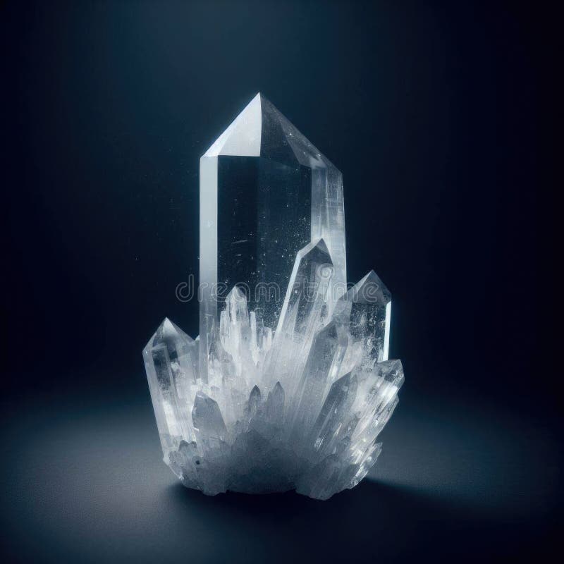 Pure Quartz Crystal in the Center of the Frame. it is Surrounded by ...