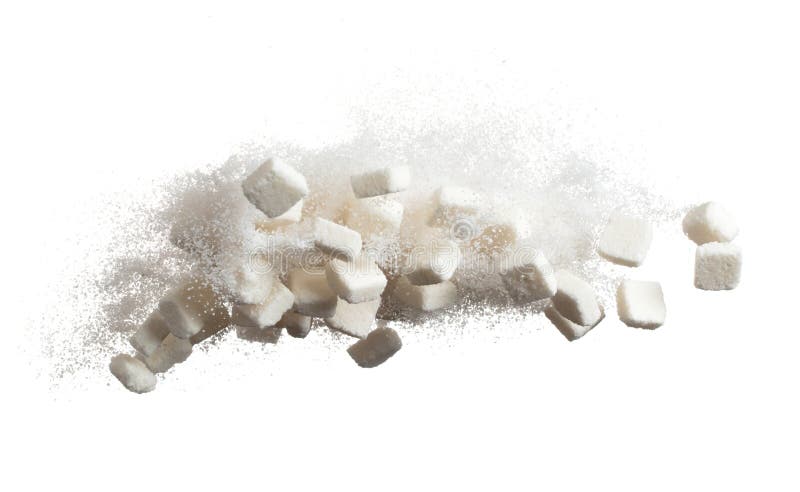 Pure Refined Sugar Cube Flying Explosion, White Crystal Sugar Abstract ...