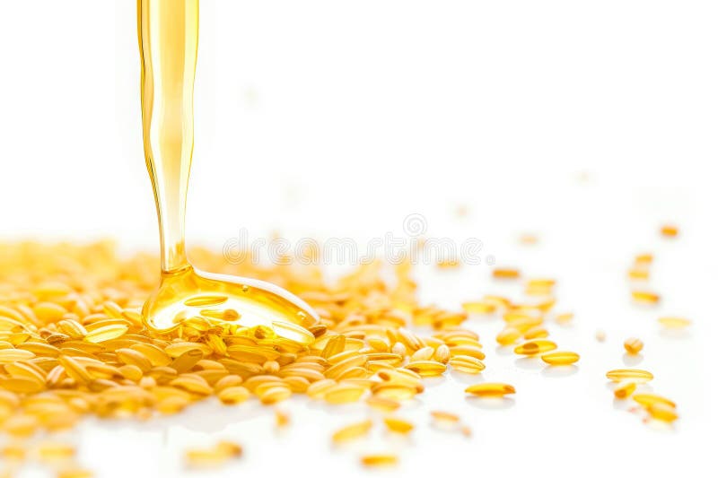 Pure Rice Bran Oil Flowing from Seed. Stock Illustration - Illustration ...
