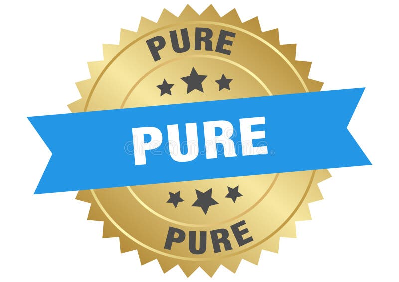 Pure. Pure Round Blue and Gold Label Isolated on Transparent Background ...