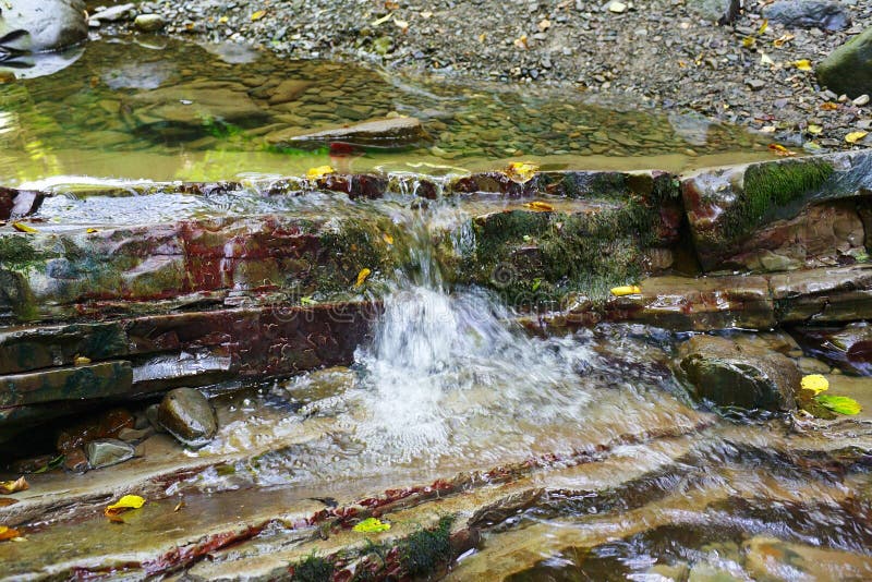 Pure Stream of Mountain Creek Flows between the Rocks Stock Image ...