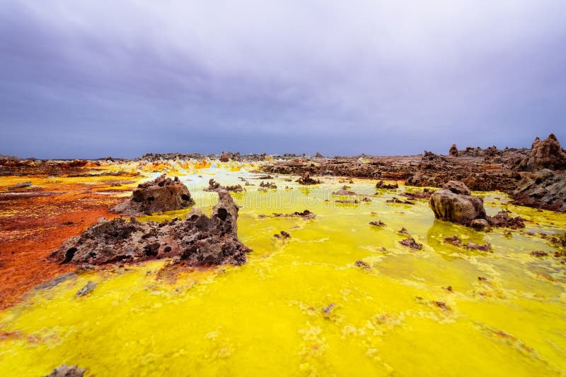 Pure Sulfuric Acid Puddle in the Dallol Stock Image - Image of abstract ...
