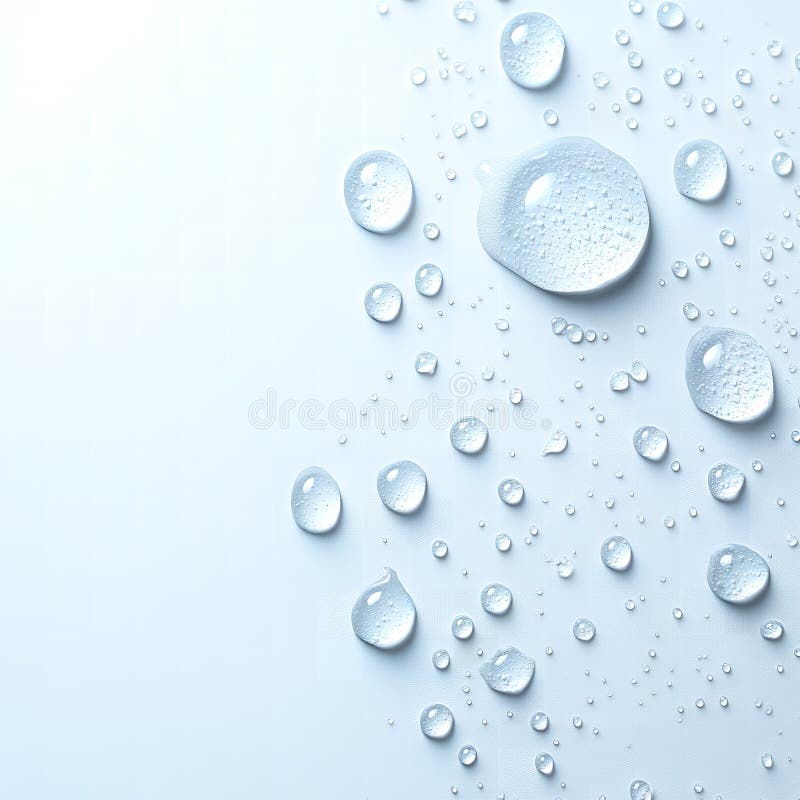 Pure Water Droplets on Light Blue Background Fresh Clean Texture Stock ...