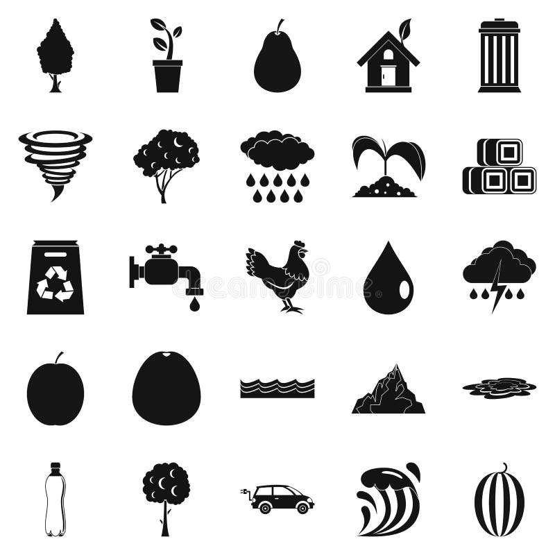 Pure Water Icons Set, Simple Style Stock Vector - Illustration of cream ...