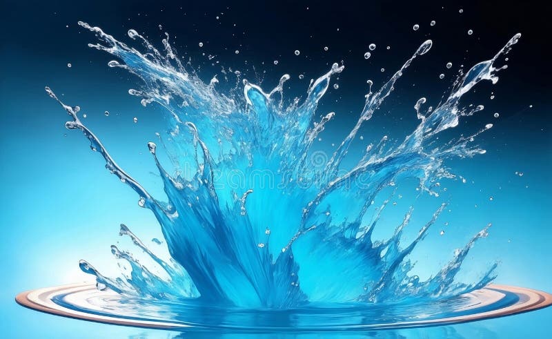 Pure Water Splashing on Blue Background Stock Illustration ...