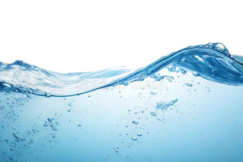 Pure Water Waves with Bubbles Against White Background Stock ...