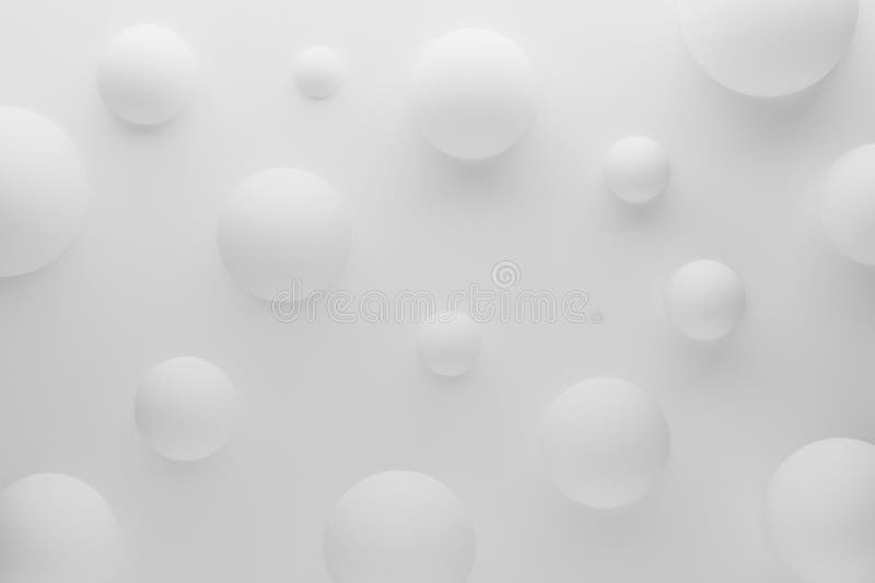 Pure White Levitating Matt Spheres As Geometric Abstract Background. 3D ...