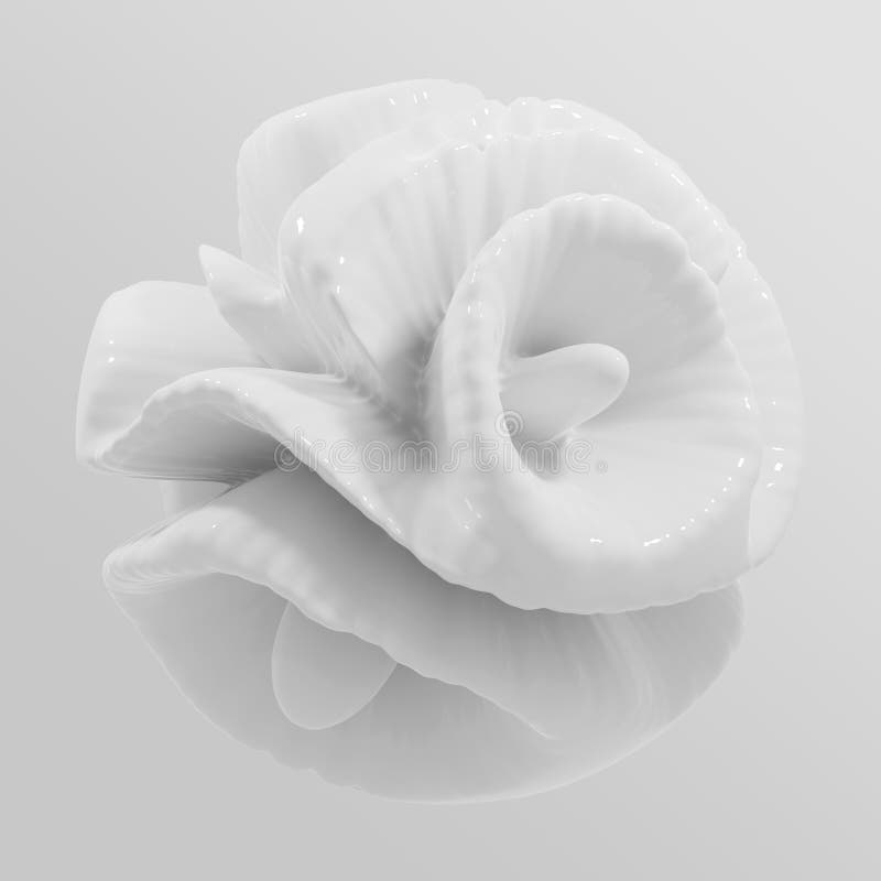 Pure White Organic Shape. 3D Rendering Abstract Object. Clean Shiny ...