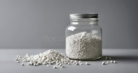 Pure White Substance in a Jar, Spilled on a Surface Stock Illustration ...