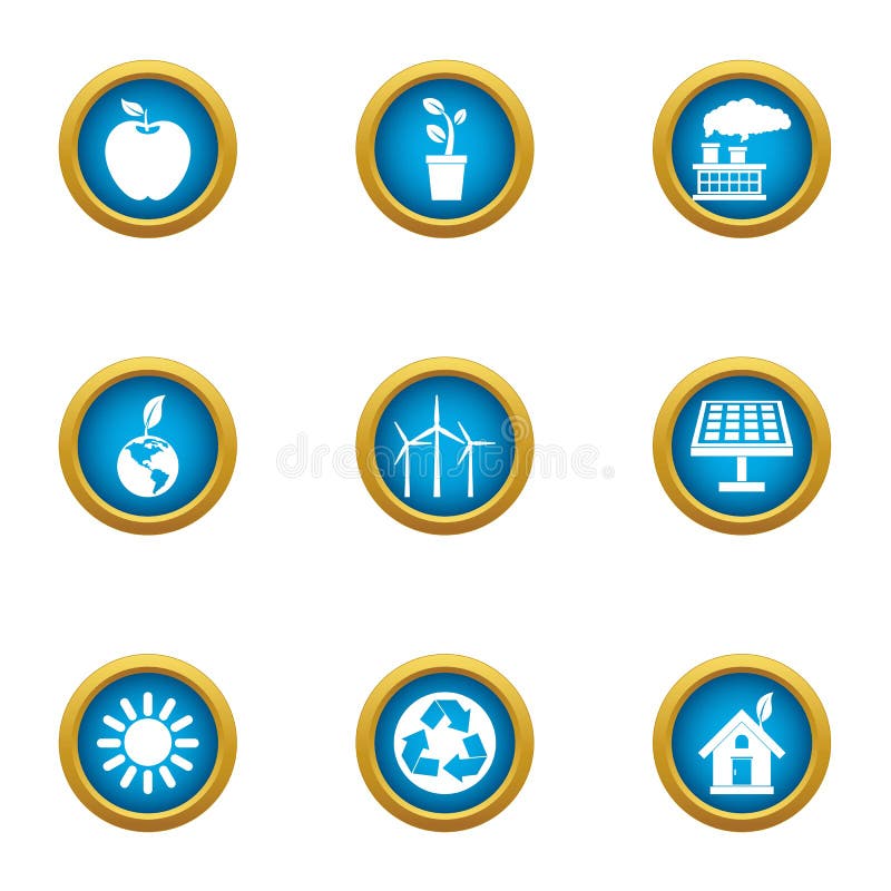 Pure World Icons Set, Flat Style Stock Vector - Illustration of ecology ...