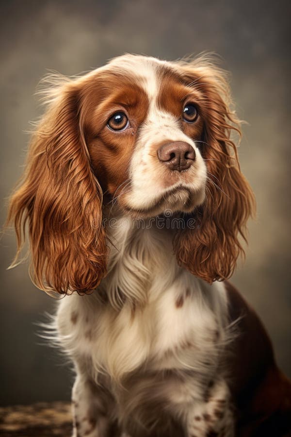 Pure Youth Crazy. English Cocker Spaniel Young Dog is Posing Stock ...