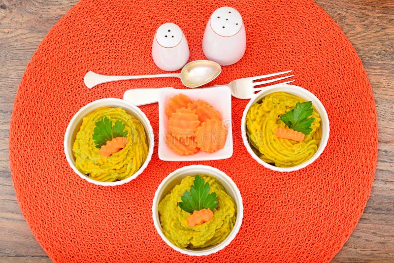 Puree Pate Broccoli, Pumpkin and Carrot Stock Image - Image of cooking ...