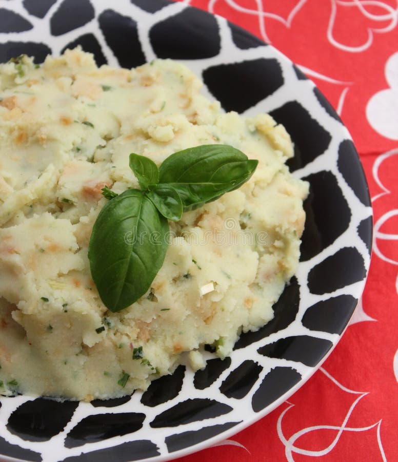 Puree of potatoes stock photo. Image of dish, puree, herbs - 94936318
