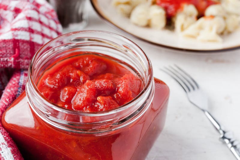 Pureed Tomatoes in a Glass Jar Stock Image - Image of preserved ...