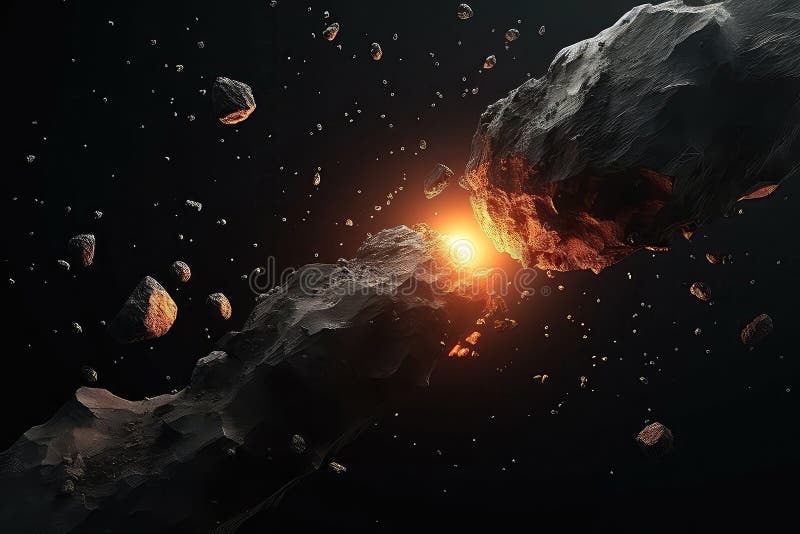 Purgatory Scene with Falling Meteorite in 3D Stock Image - Image of ...