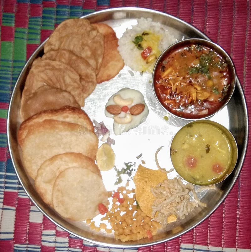 Puri bhaji thali stock photo. Image of kadak, special - 168208942