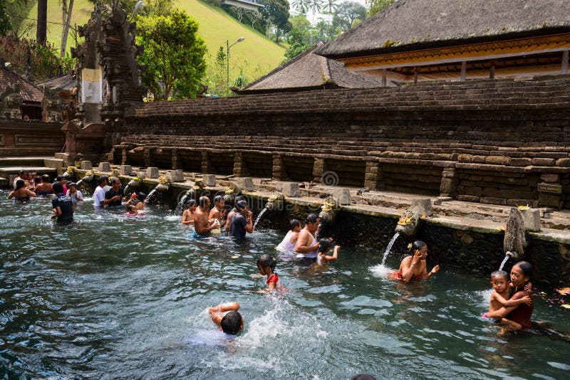 Purification in Sacred Holy Spring Water, Bali Editorial Stock Image ...