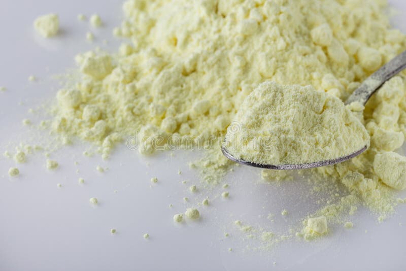 Purified Sulfur Powder on a White Acrylic Background Stock Photo ...
