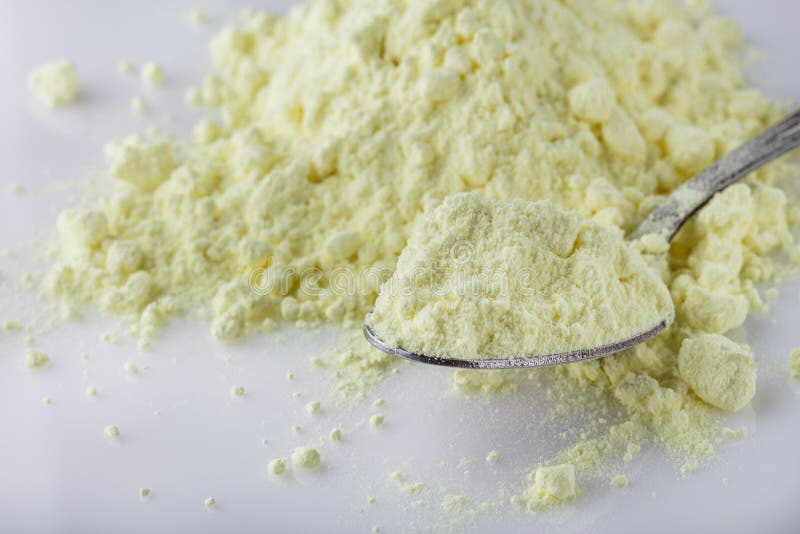 Purified Sulfur Powder on a White Acrylic Background Stock Photo ...