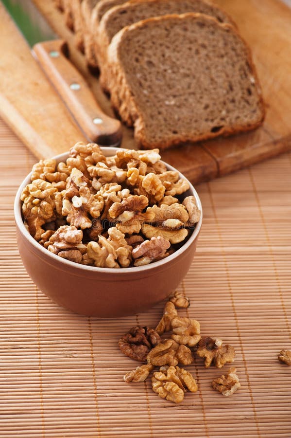 Purified Walnuts, Rye Bread Stock Image - Image of batch, appetizing ...