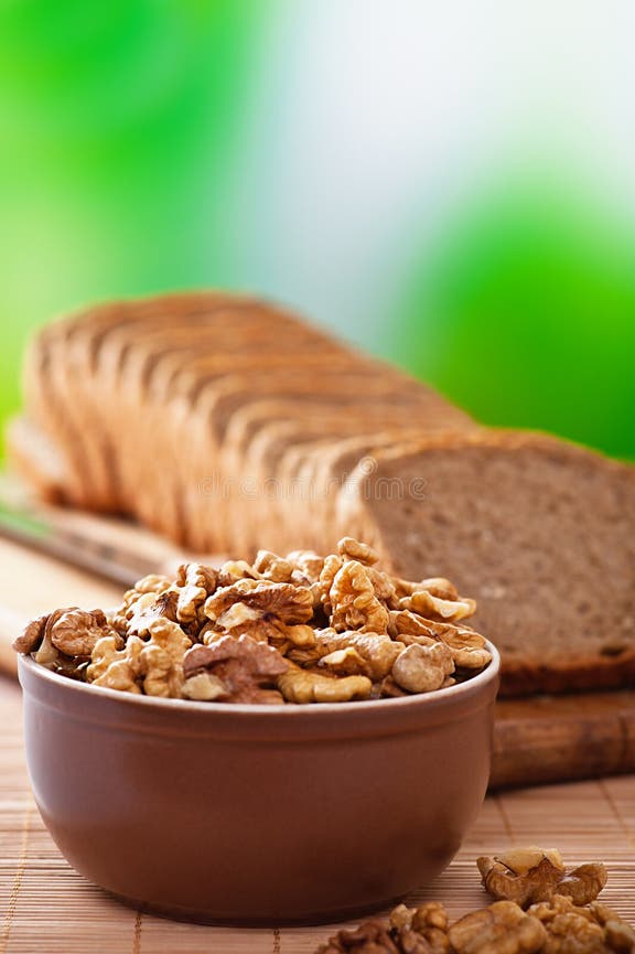 Purified Walnuts, Rye Bread Stock Image - Image of food, dark: 22652381