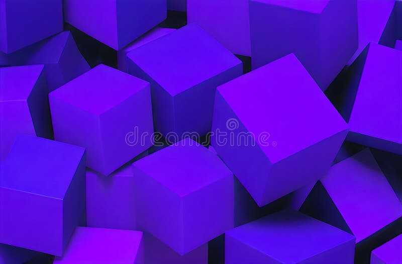 Purple Abstract Geometric Background with Three-dimensional Solid ...