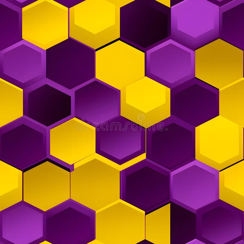 Purple Abstract Hexagon Shape Yellow Background,seamless Pattern by ...