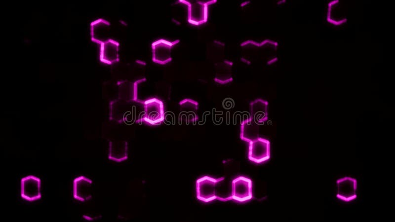 Purple Abstract Hexagons Animation with Neon Effect and Light Rays ...
