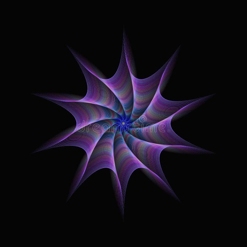 Purple Abstract Twisted Star Fractal Design Stock Vector - Illustration ...
