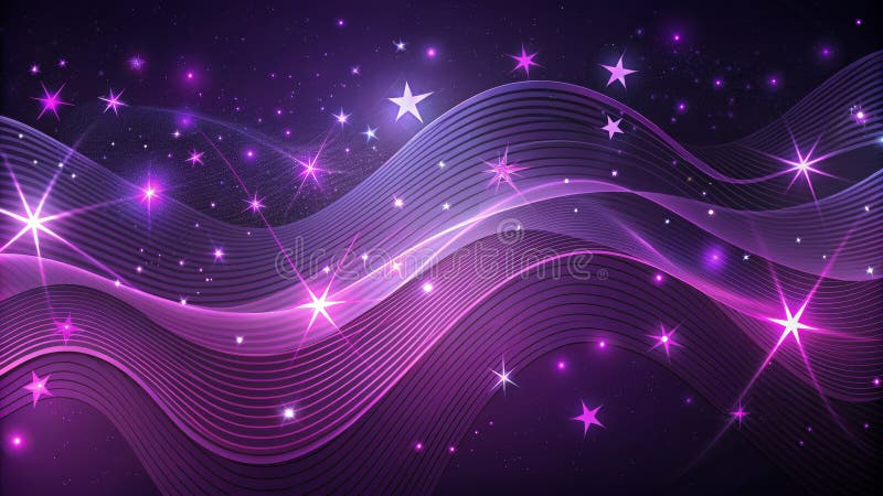 Purple Abstract Wave Background with Glowing Stars, Abstract , Purple ...