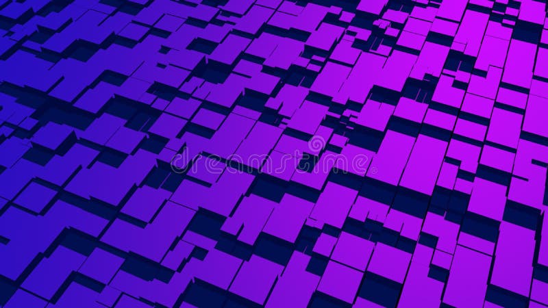 Purple Abstraction with Moving Square Elements, Cool Purple Light and ...
