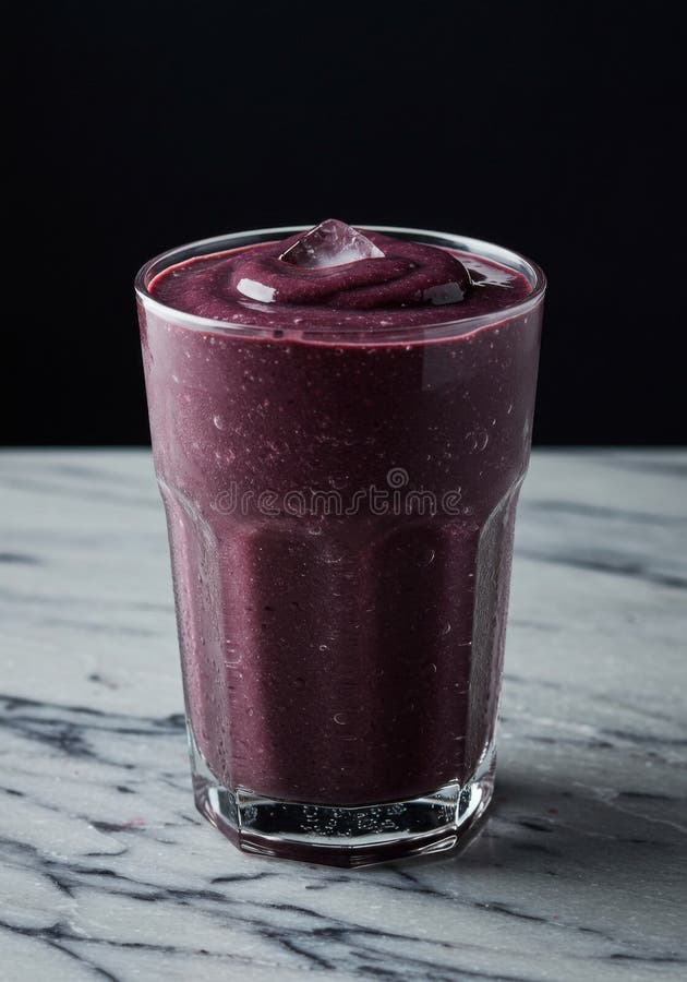 Purple Acai Smoothie in Glass on Marble Stock Illustration ...