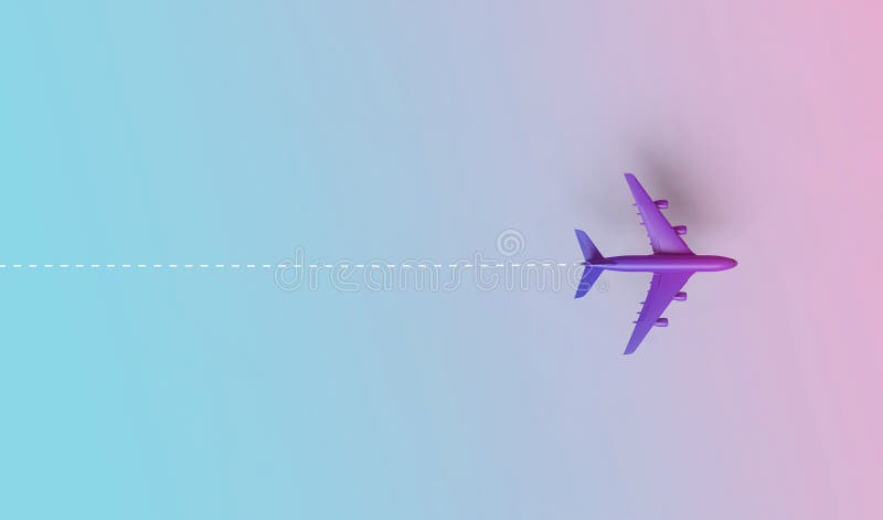 Purple Airplane on Gradient Background. Travel Concept Stock ...