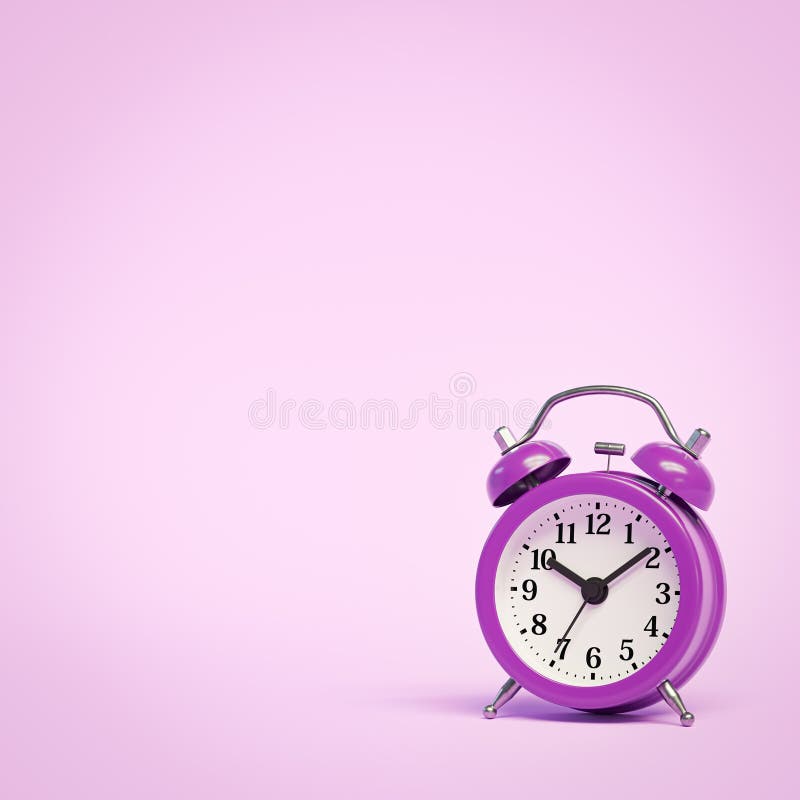 Purple Alarm Clock on Purple Background with Copy Space Stock ...