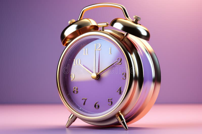 A Purple Alarm Clock Sitting on Top of a Table. Stock Illustration ...