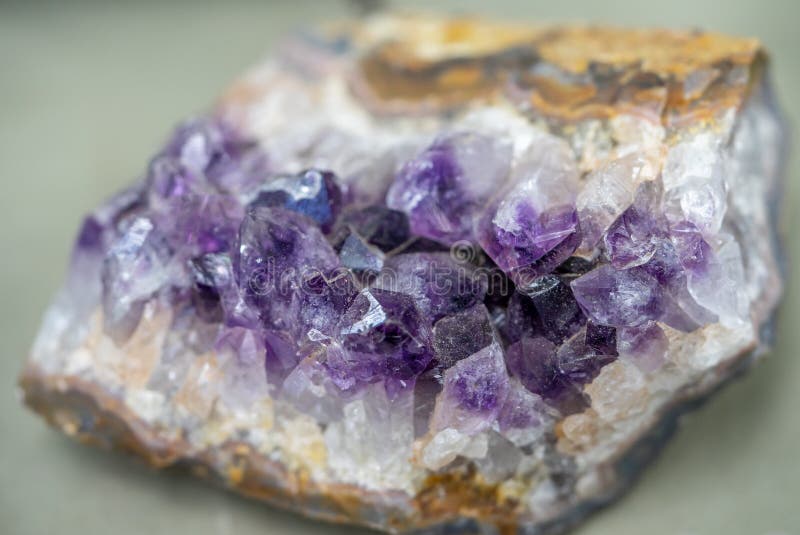 Purple Gem Amethyst Mineral Clear Quartz Gem Stone Stock Photo - Image ...
