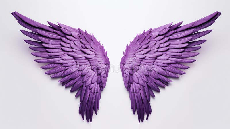 Purple Angel Wings Contrasted Against a White Backdrop, AI Generative ...